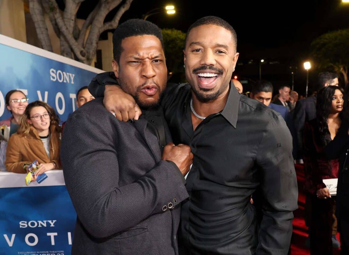 Michael B. Jordan supports Jonathan Majors at Devotion Los Angeles Premiere